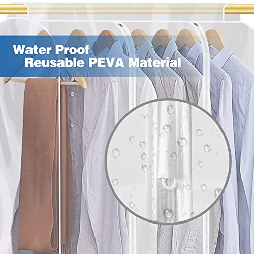 47'' Extra Large Clear Hanging Garment Bags for Closet Storage, Garment Rack Cover for hanging clothes, Sealed Clothes Dust Cover to Protect Coats, Suits, Dresses(with 5 Cedar Wood Chips)
