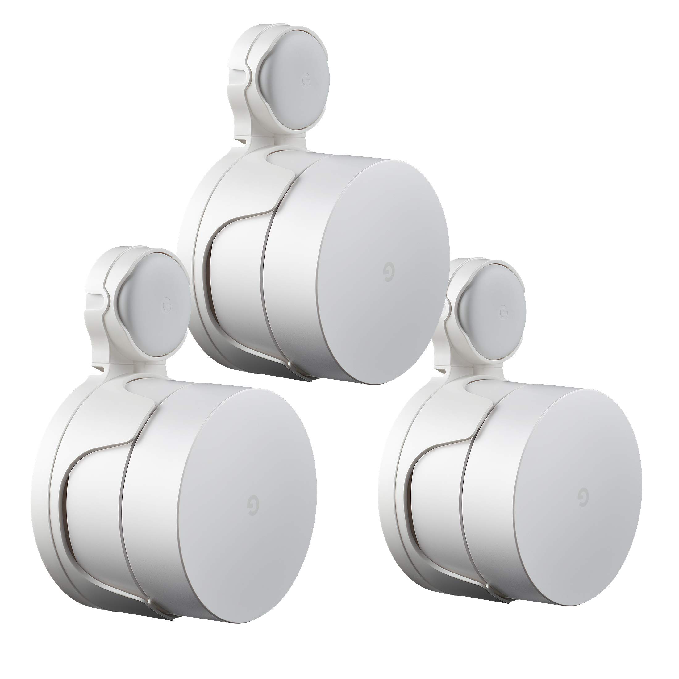 STANSTAR Outlet Wall Mount for Google Mesh WiFi System(2020 Model,Round Plug), Sturdy WiFi Holder for Google Mesh WiFi Router, Excellent Cord Management Without Screws.(3Pack)