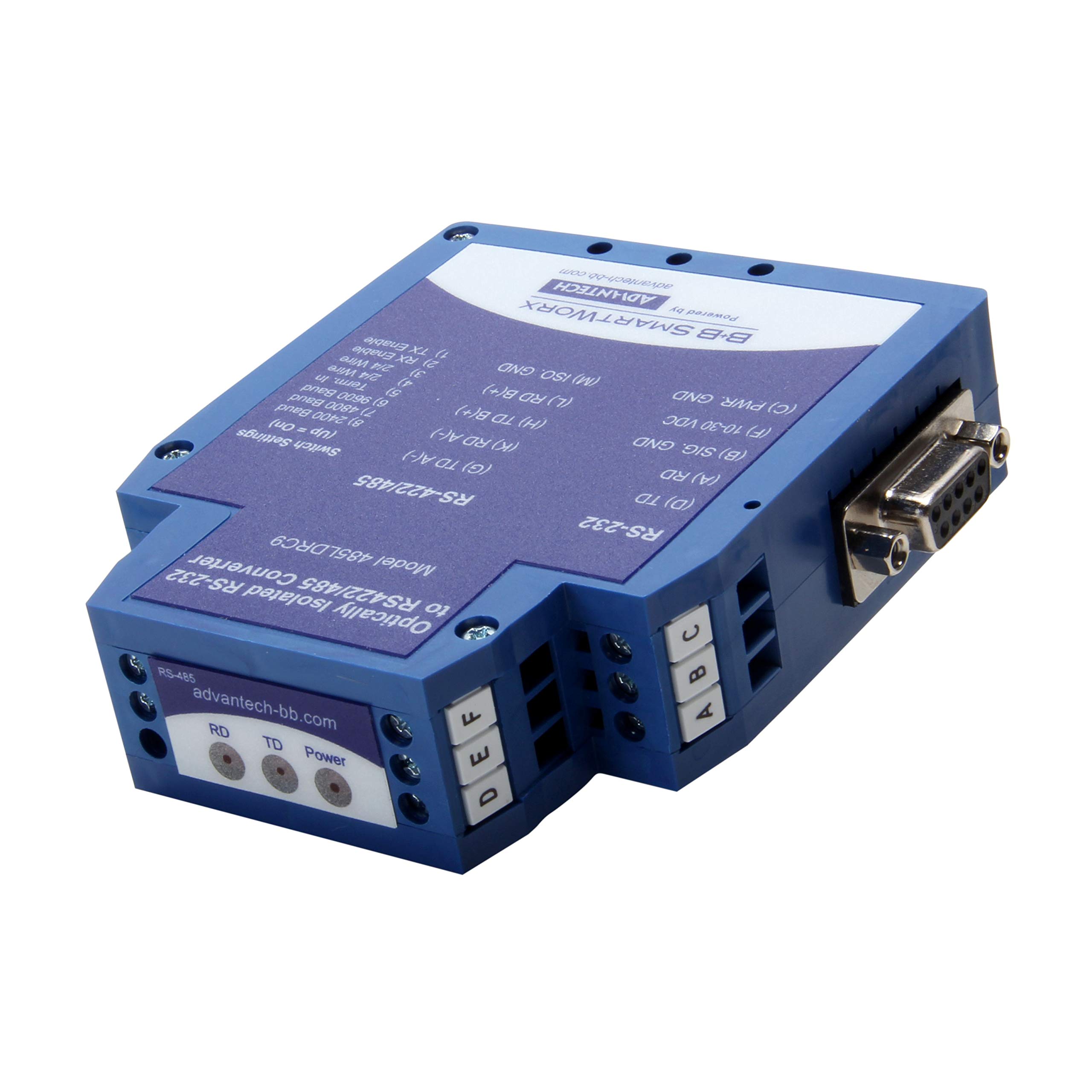 Advantech BB-485LDRC9, RS-232 to RS-422/485 Converter, DIN Rail, Iso