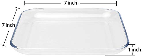FOYO Toast Plates, Clear Square Tempered Glass Salad Dessert Plates 7 Inch, Set of 3