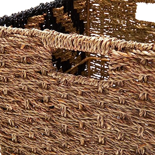 Amazon Brand β Rivet Modern Woven Seagrass Storage Organizer Basket Set - 3-Pack, Natural & Black