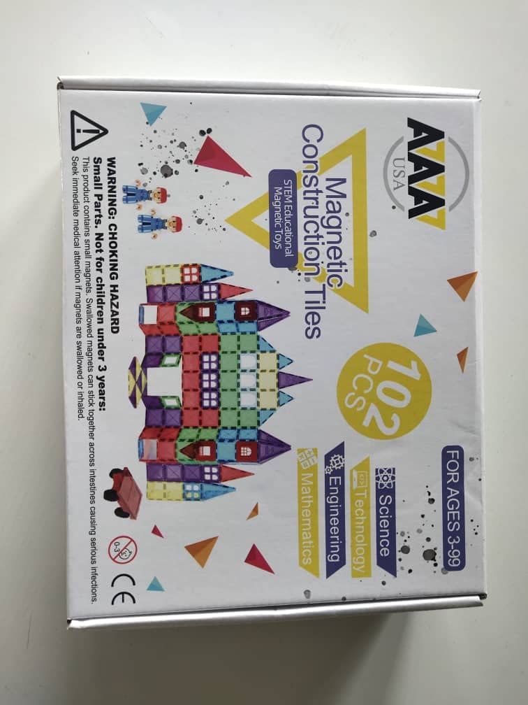AAA777USA Magnetic 3D Building Block Tiles Learning and Educational Stem Toys for Kids, Toddlers Boys & Girls, Develops Creativity and Motor Skills β 102 Pcs Set