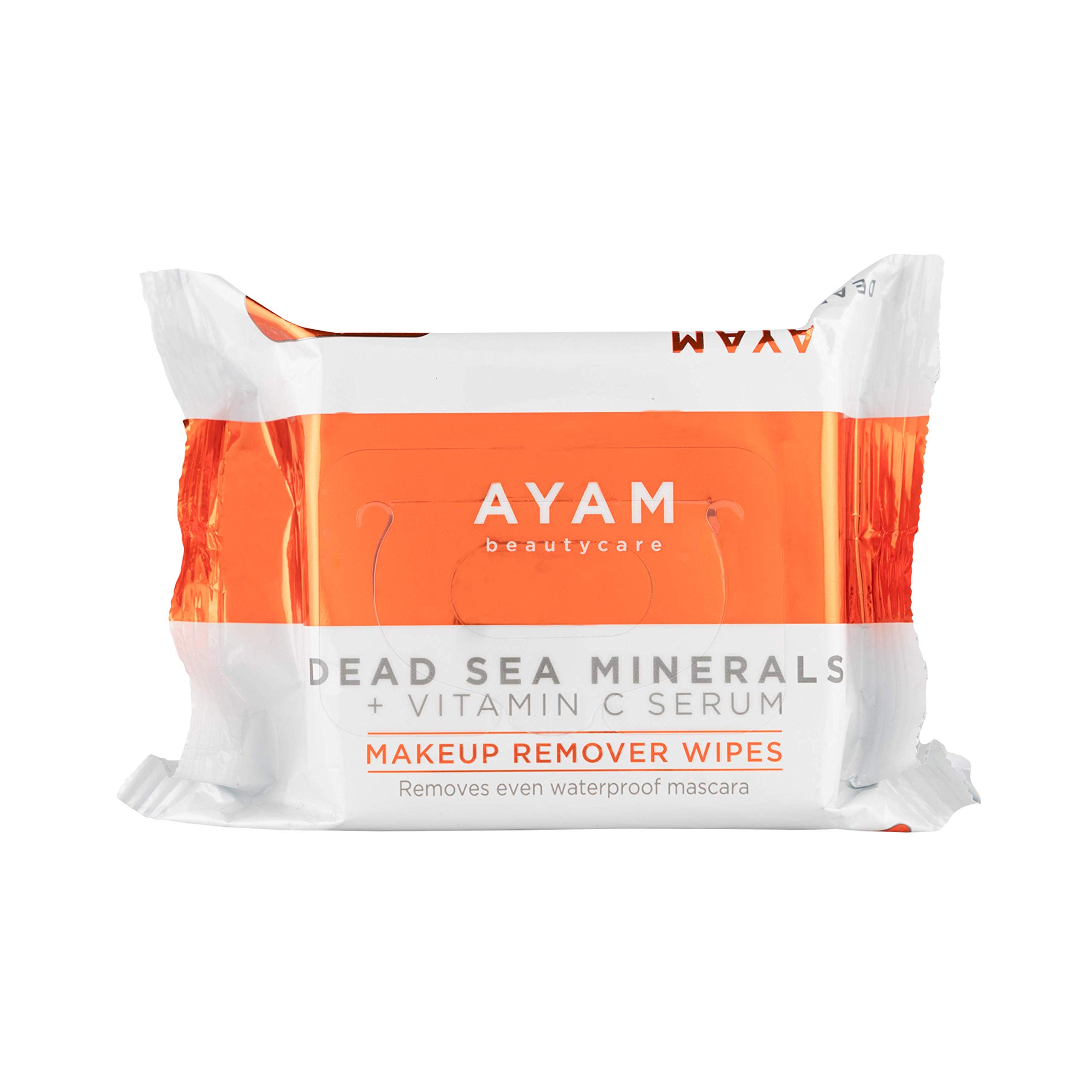 AYAM Beautycare Dead Sea Minerals + Vitamin C Serum Makeup Remover Wipes, Facial Cleansing Towelettes, Safe for Sensitive Skin, Removes Makeup, Oil, Dirt, 25 Count
