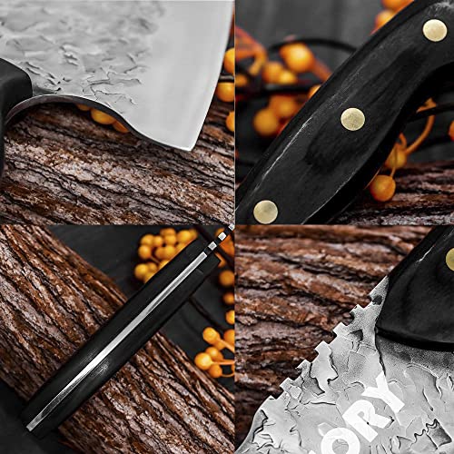 Kitory Cleaver knife, Forged Kitchen Knife, Full-Tang Wood Handle, Hammered Finish for Home & Kitchen Use