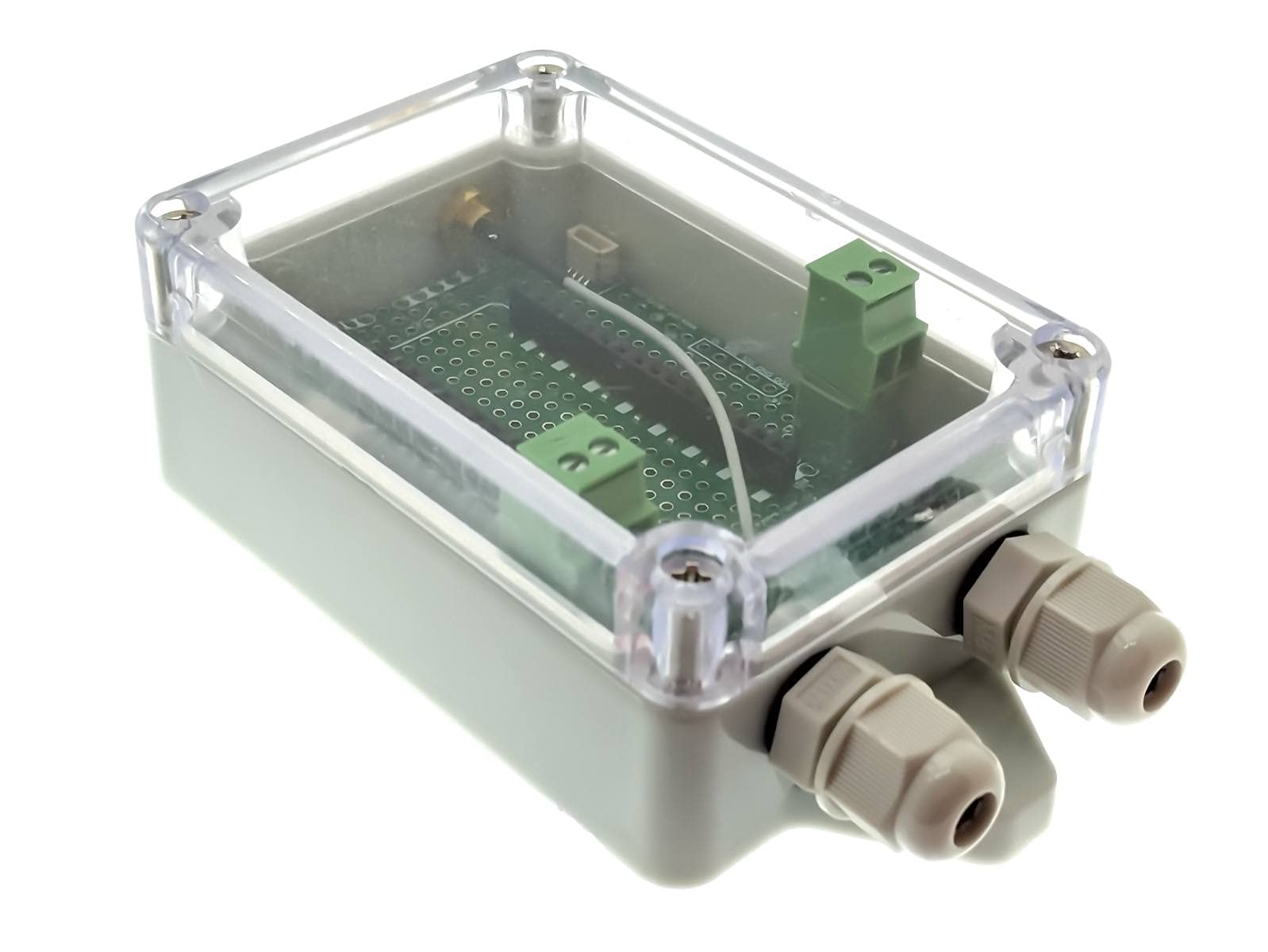 qBoxMini AFC DIY IOT Enclosure Kit (One SMA), IOT Enclosure for Feather ESP32 Cellular LoRa WiFi Arduino Board, Waterproof IP65 Enclosure with Glands, prototyping PCB, connectors Set and SMA