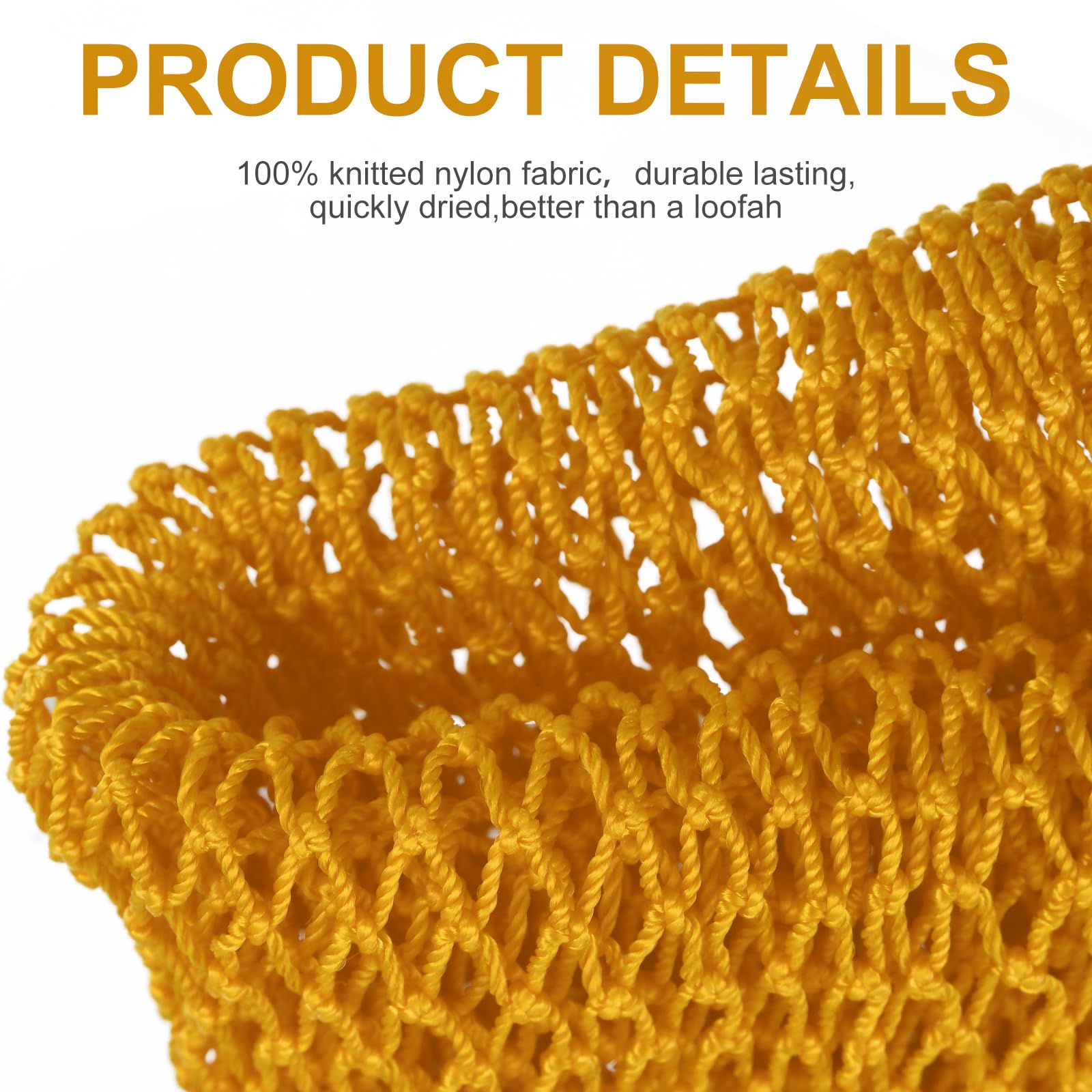 Geiserailie African Long Bathing Net Sponge Long Shower Body Scrubber Back Scrubber Skin Smoother Net Bathing Sponge for Daily Use or Stocking Stuffer(Yellow)