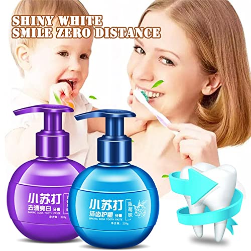 220g Instant Clean Intensive Stain Removal Whitening Toothpaste Baking Soda Blueberry Flavor Toothpaste Prevent Tooth Decay (Purple)