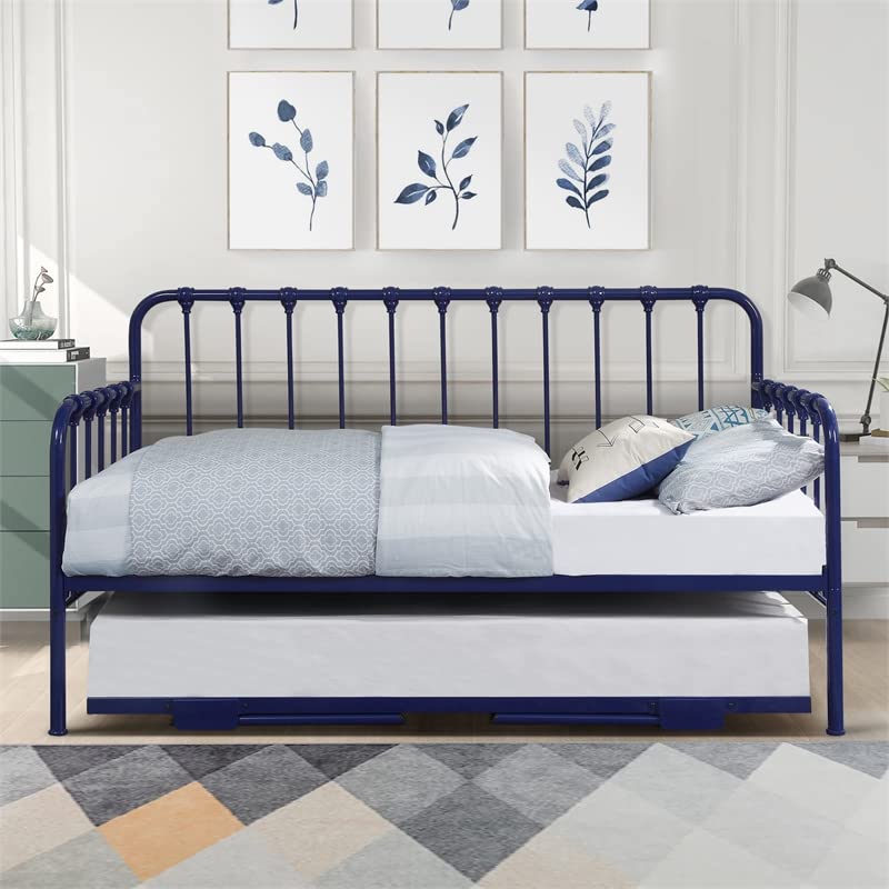 Lexicon Constance Metal Daybed with Trundle in Navy Blue