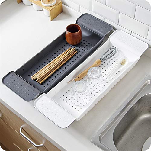KJGHJ Extendable Bathroom Shelf Bathtub Tray Shower Caddy Bamboo Bath Tub Rack Towel Wine Book Holder Storage Organization Accessories Bathtub Caddy Tray (Color : Black)