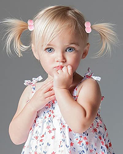 AMMY Pom Pom Hair Accessories - 28 Pcs Soft Ponytail Holders, Small Ball Bands for Baby, Infants, and Toddler Girls