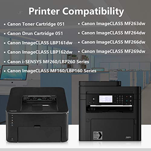 3 Pack 051 Black Drum Unit Replacement for Canon ImageCLASS LBP161dw LBP162dw MF263dw MF264dw MF266dw MF269dw MF160/LBP160 Series MF260/LBP260 Series Printer,Sold by TopInk