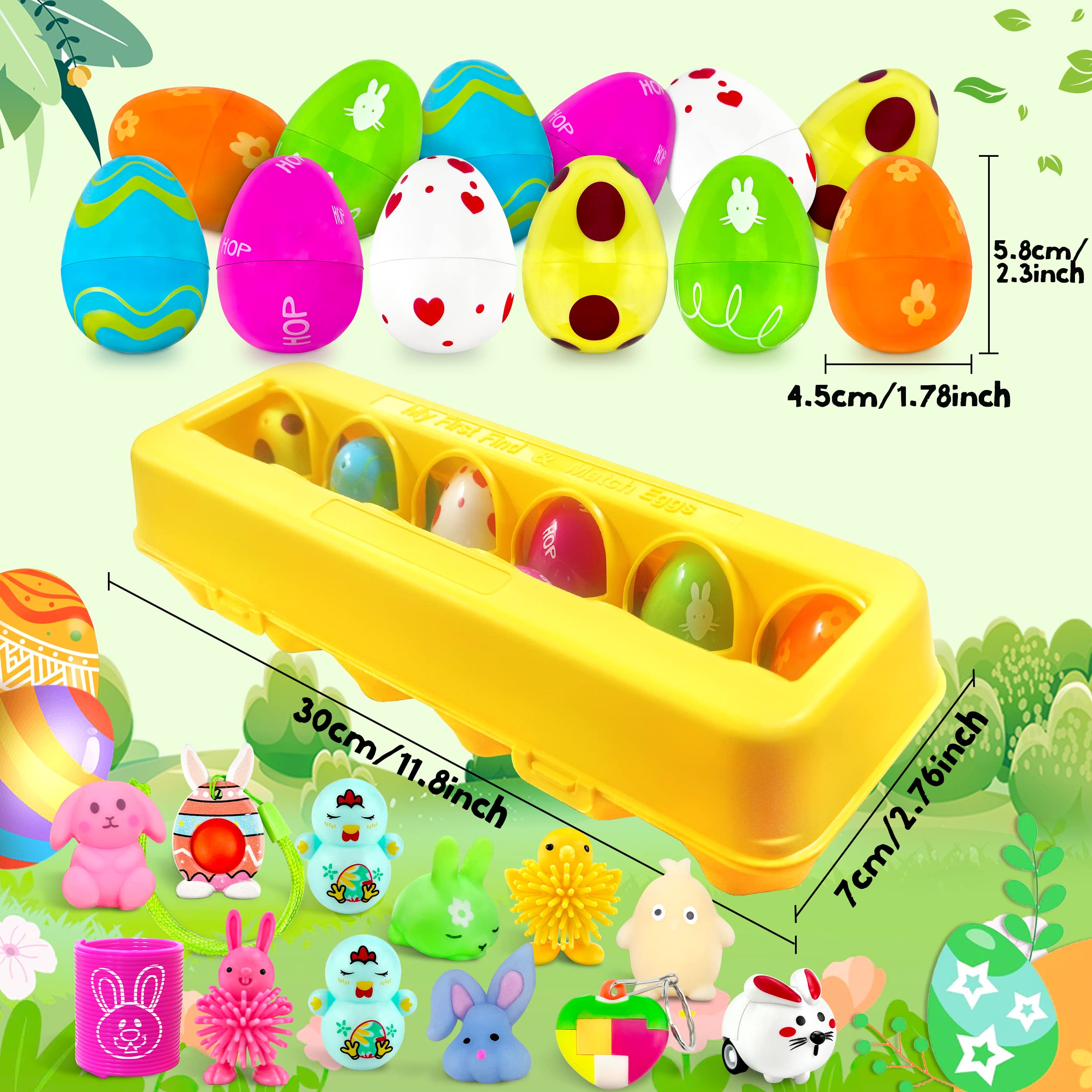 12 pcs Easter eggs with toy inside and egg box