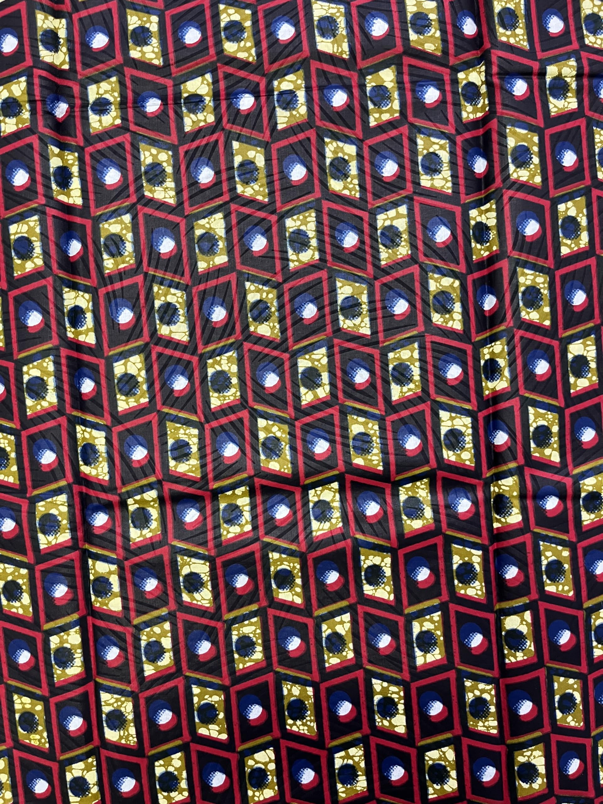 100% Cotton-Polished- African Wax Fabric/Ankara Wrapper Fabric/Ankara Wax Clothing/African Wax Print- Sell by 6 Yards- for Dresses- Red, White, Blue, Cream, Light-Gold
