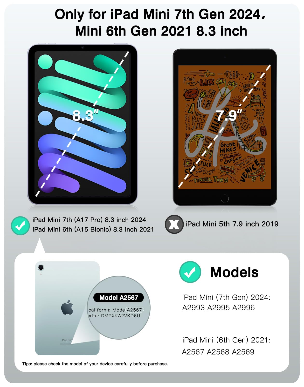 TiMOVO Case for iPad Mini 7 2024 (A17 Pro) / iPad Mini 6 2021, iPad Mini 7th/6th Generation Case 8.3 inch, Ultra Slim Clear Shock Absorbant Flexible TPU Edge Case, Support Apple Pencil Pro - Black