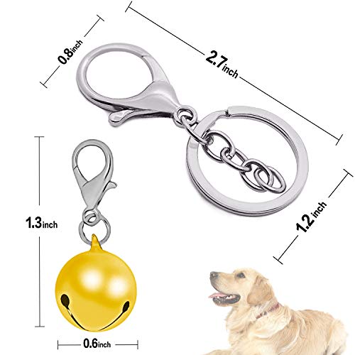 Aoche Pet Bells for Dog Cat Collar 6 pack,Charm Pet Pendant Accessories with1 Pack Stainless Steel Keychain (XS)
