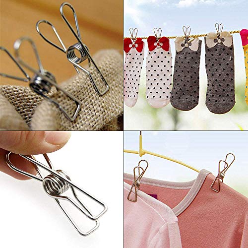85 Pack Clothes Pins, Multi-Purpose Stainless Steel Wire Clip for Clothes, Paper Files, Snacks Seal in Outdoor Clothesline Home Travel Office