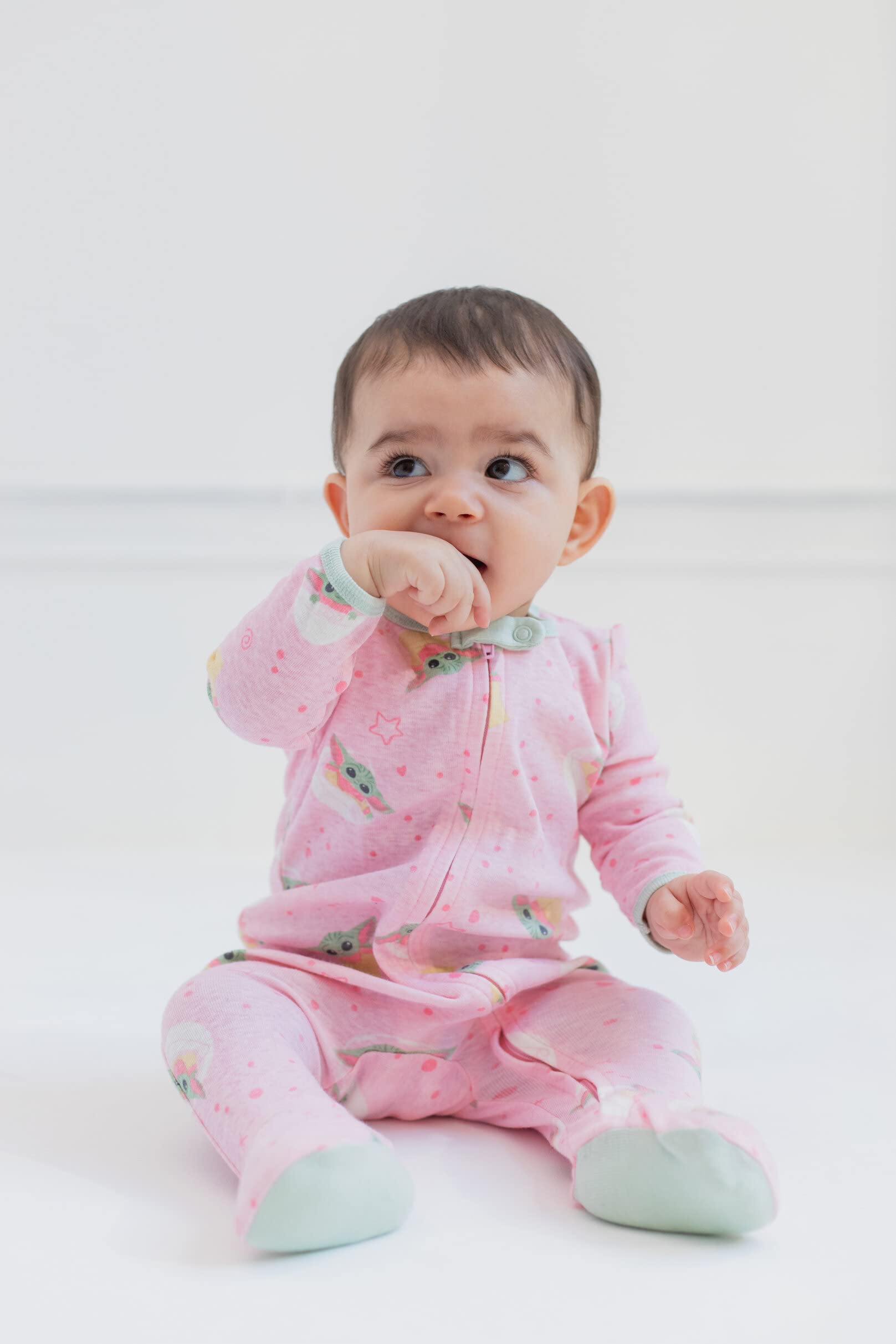 STAR WARS The Child Newborn Baby Girls 2 Pack Zip Up Sleep N' Plays Pink/Green 3-6 Months