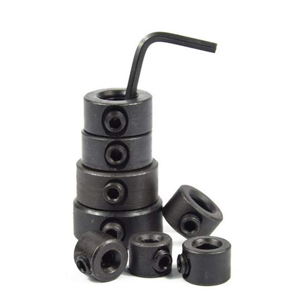 8PCS Drill Depth Stop Collars Limit Ring,1/8,3/16,1/4,5/16,3/8,7/16,1/2,5/8 Drill Depth Stop Collars Ring Dowel Shaft Chuck, Hex Wrench Woodworking for Drill Bits Consistent Drilling