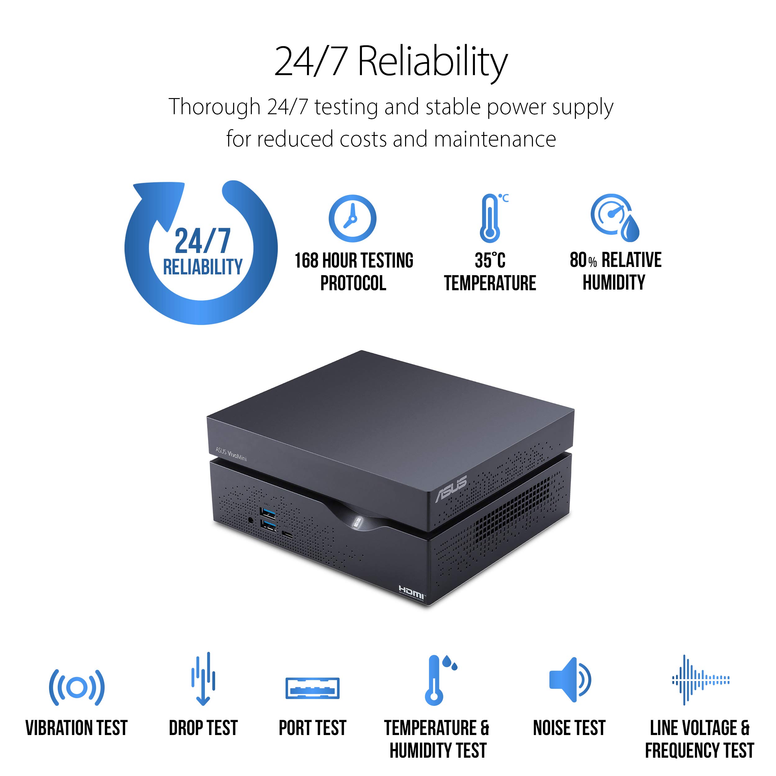 ASUS VivoMini VC66-C2 with Intel Six Cores Core i5-10400, 8GB RAM, PCIE 256GB SSD, Triple 4K, WiFi 6, 4-in1 Card Reader, Windows 10 Home
