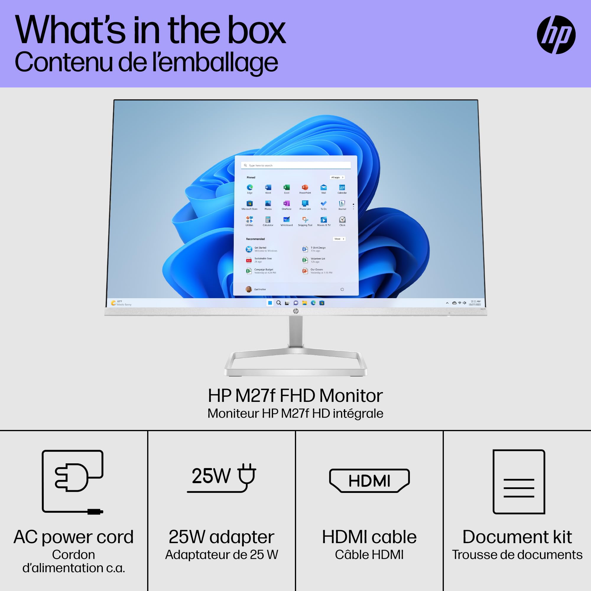 HP 27-inch M27f FHD Monitor