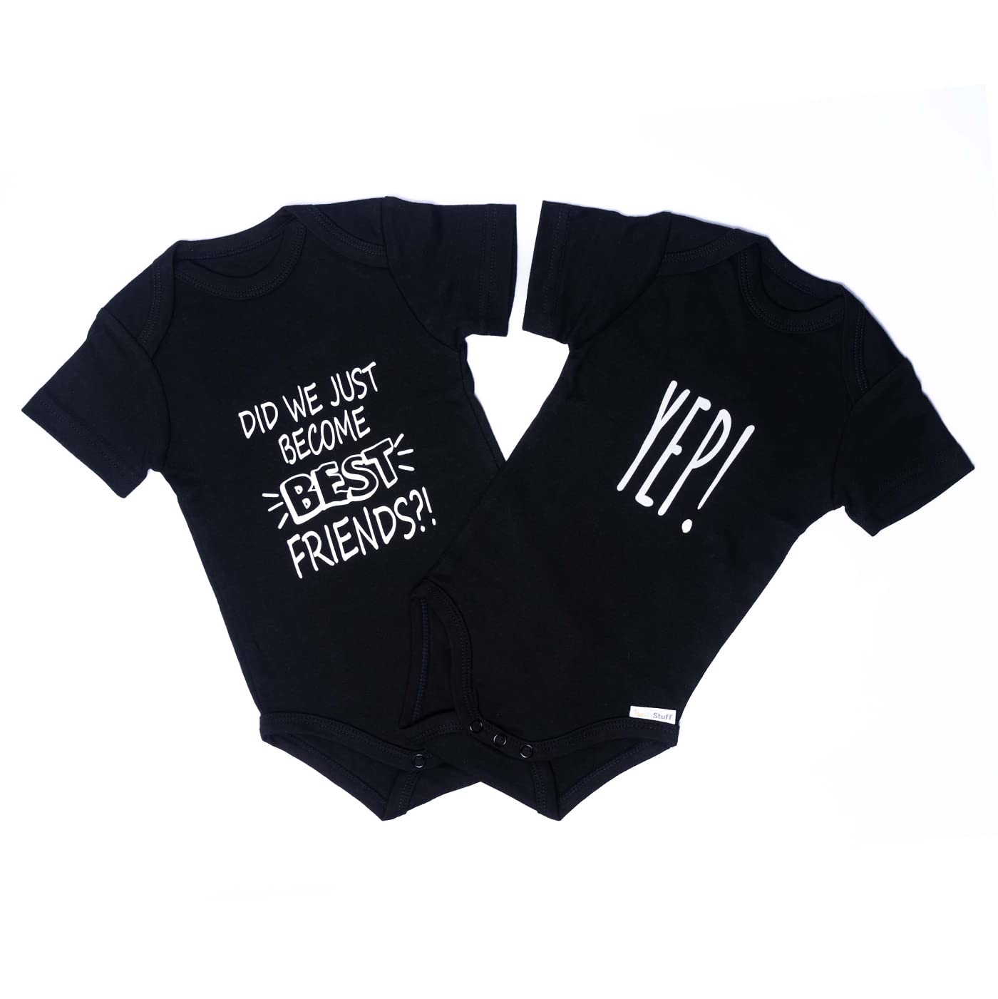 Twin Stuff 100% Cotton Unisex Best Friends Rompers â Cozy and Adorable Matching Outfits for Newborn Identical and Fraternal Twins â Premium Quality â Soft and Comfortable â Sizes 0-3 Months