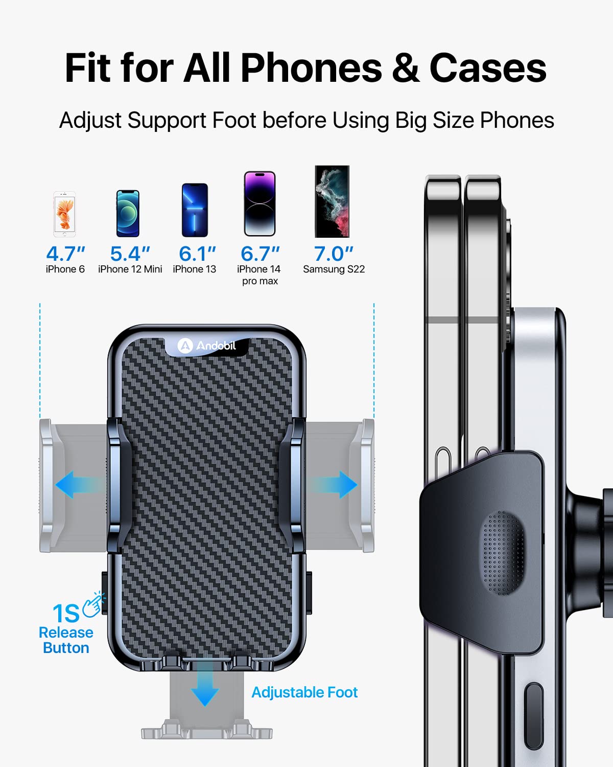 andobil Upgraded Cup Holder Phone Mount [Super Stable & Military Sturdy] Adjustable Gooseneck 15 in Cup Cell Phone Holder for Truck Fit for iPhone 15 14 13 12 Pro Max Plus Samsung S23 S22 All Phones
