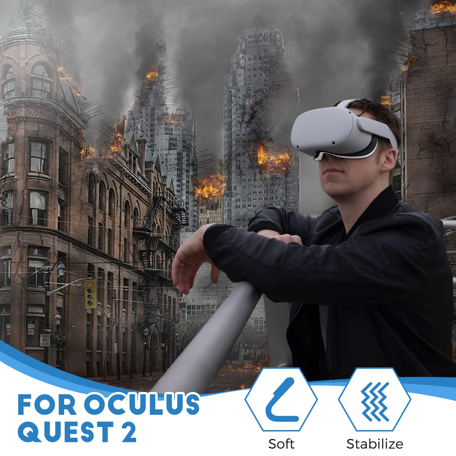 3 Pieces Eye Silicone Cover Silicone Face Covering Compatible with Oculus Quest 2 Sweatproof Lightproof Leakproof (White)