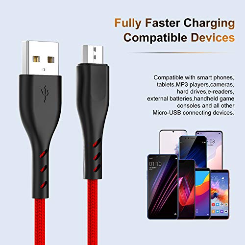 Micro USB Cable Braided 10ft, Android Charging Cable Fast Phone Charger Cord with Extra Long Length Nylon Braided Compatible with PS4,Samsung Galaxy S7 Edge/S7/S6,Note 5 4,LG(3pack)