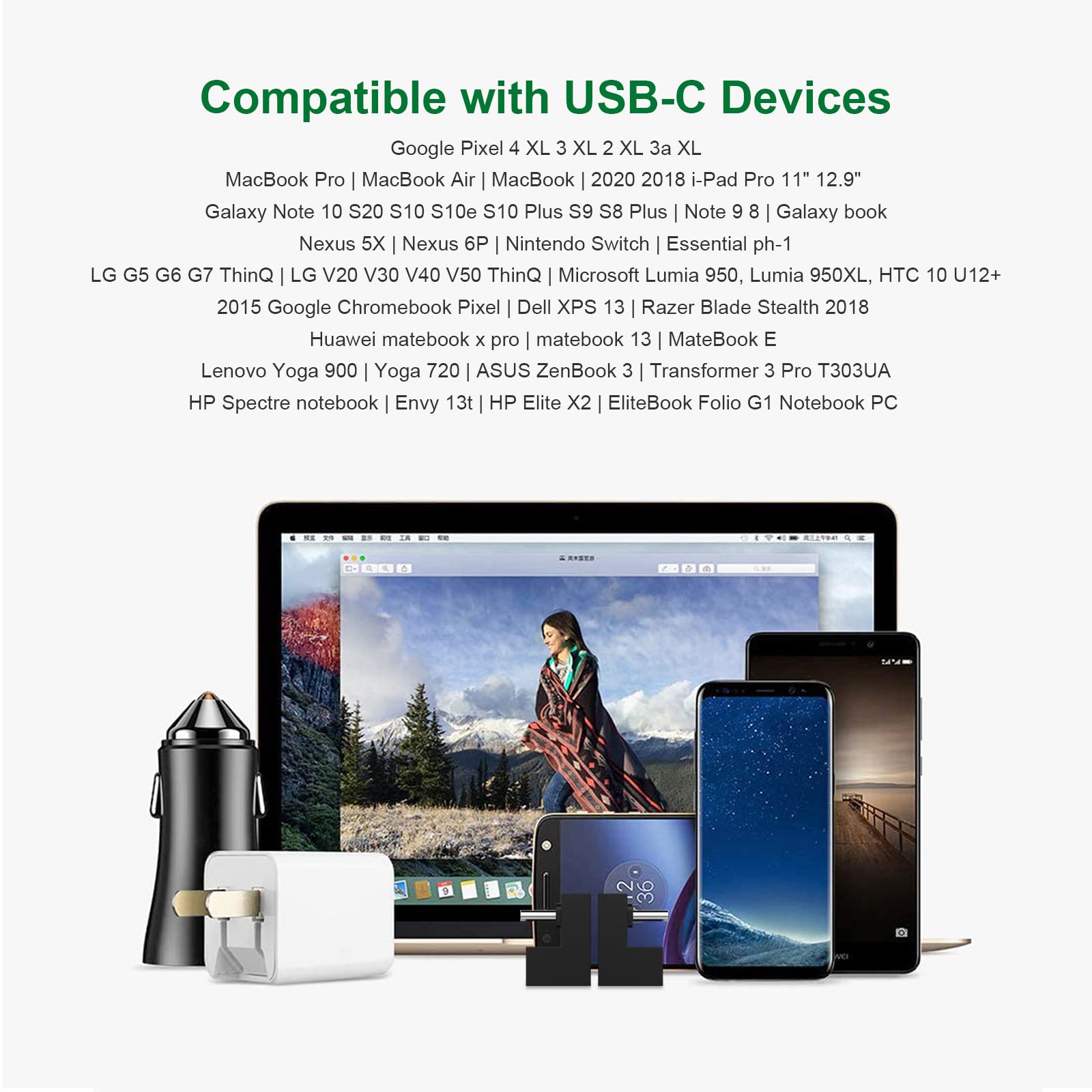 2PCS 180° USB C Female to Male Adapter. Type C U-Shape Converter Support 4K Video & Audio, 10Gbps Data Transfer & PD Fast Charger for All USB Type-C Phone Laptop Tablet. (Black)