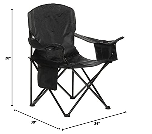 Amazon Basics XL Folding Padded Outdoor Camping Chair with Carrying Bag - 38 x 24 x 36 Inches, Black