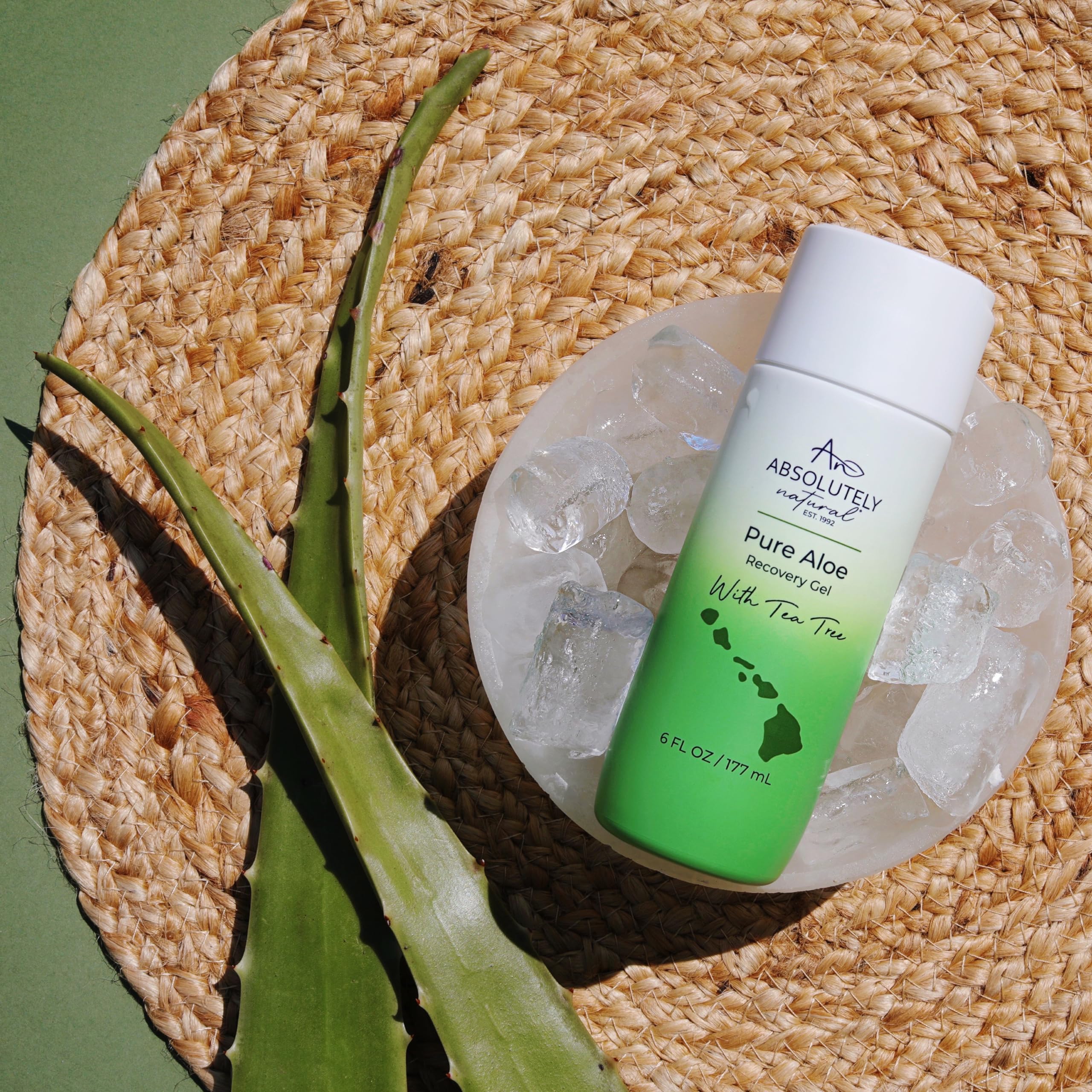 Absolutely Natural - 100% Pure Aloe Vera Cooling Gel - Lotion for Sunburn Relief & Rashes - Premium Sun Care with Vitamin E, Eucalyptus - 6 oz