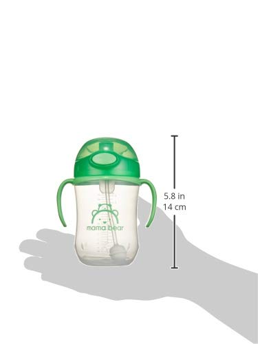 Amazon Brand - Mama Bear Weighted Straw Sippy Cup, Pack of 2, Blue/Green