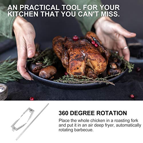 DOITOOL Stainless Steel Rotisserie Forks Air Fryer Accessories Rotating Baking Roast Chicken Fork for Kitchen