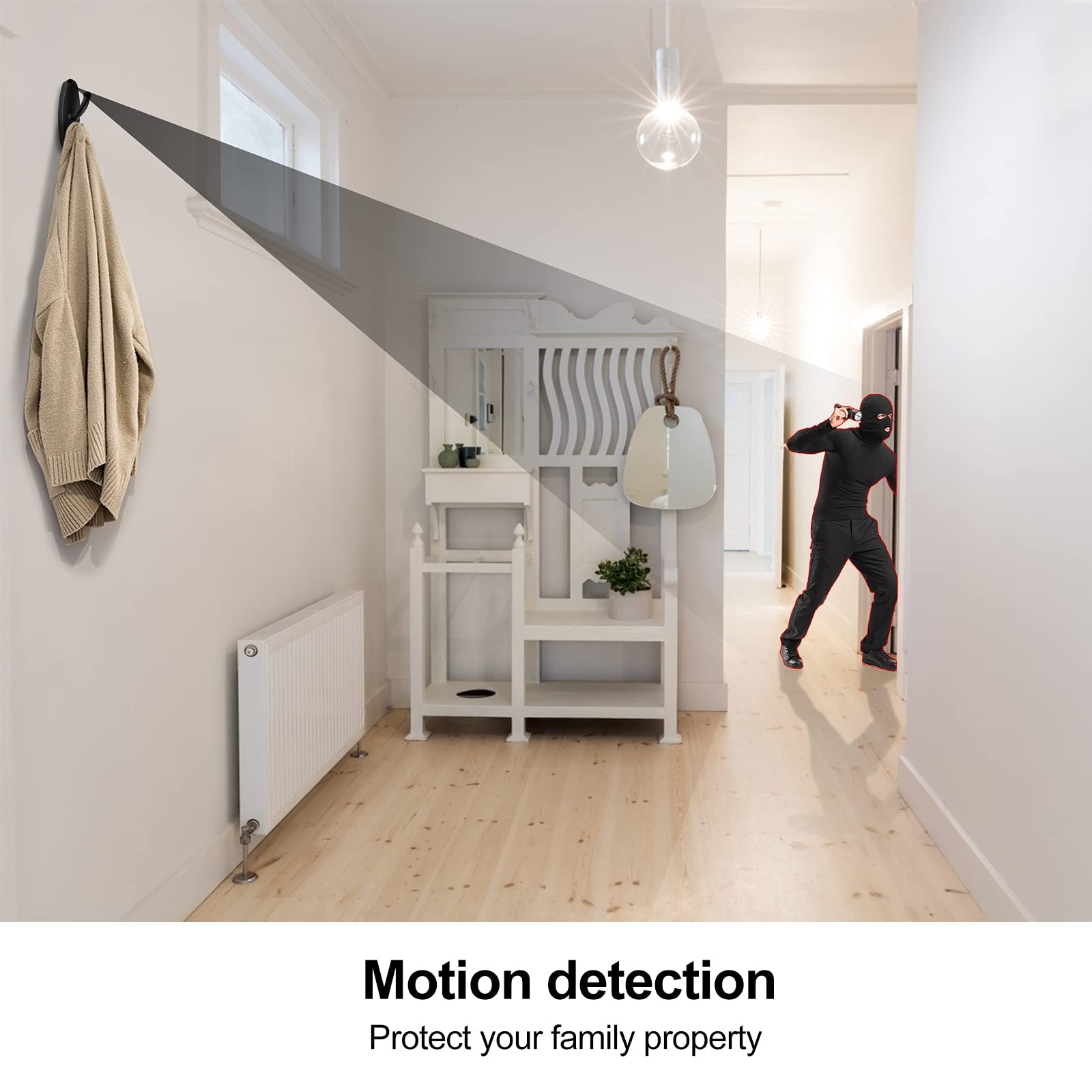 SworRishi Hidden Camera Clothes Hook, Mini Spy Camera HD 1080P Nanny Cam, Security Camera with Motion Detection Loop Recording for Monitoring Home/Office/Baby/Pet, No WiFi Function, No Audio