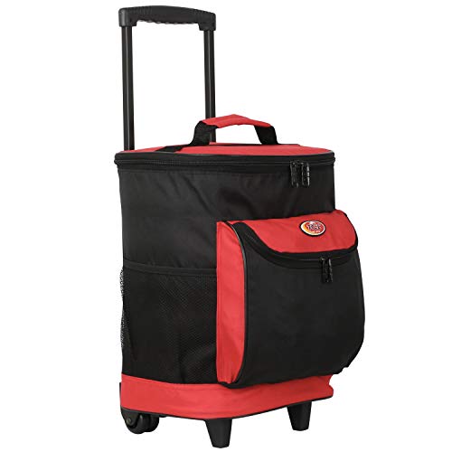16" Cool Carry 2-Section Rolling Cooler with Thermal Insulation, Red Color Option