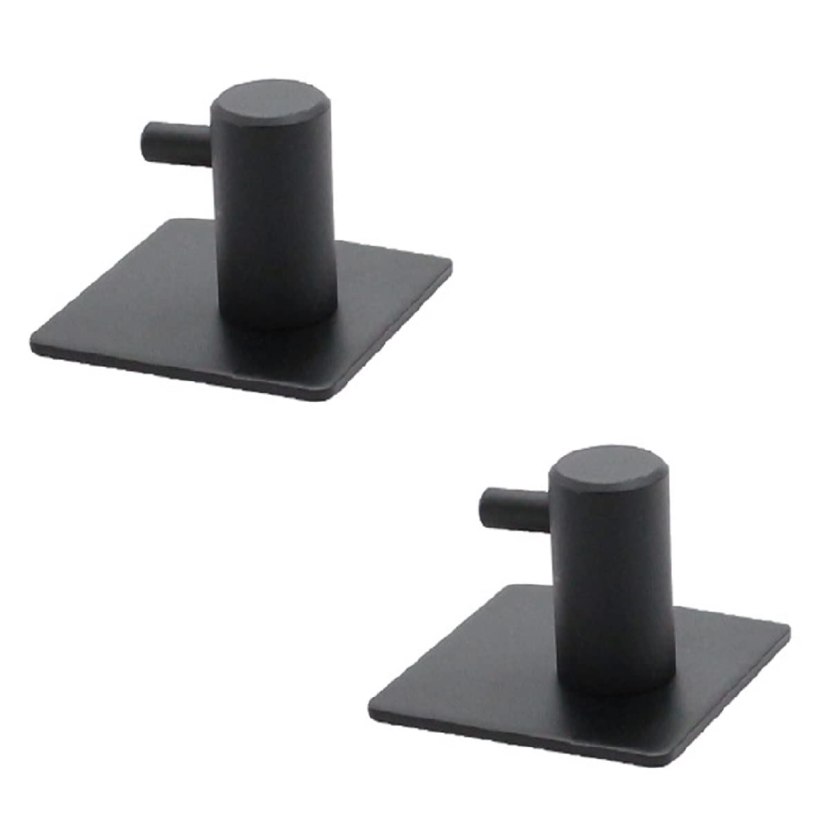 2PCS Adhesive Hooks Waterproof 304 Stainless Steel Hooks L-Shaped Hook Heavy Duty Wall Hangers for Hanging CoatăTowelăHat or Key Suitable for BathroomăKitchen or BedroomďźBlackďź