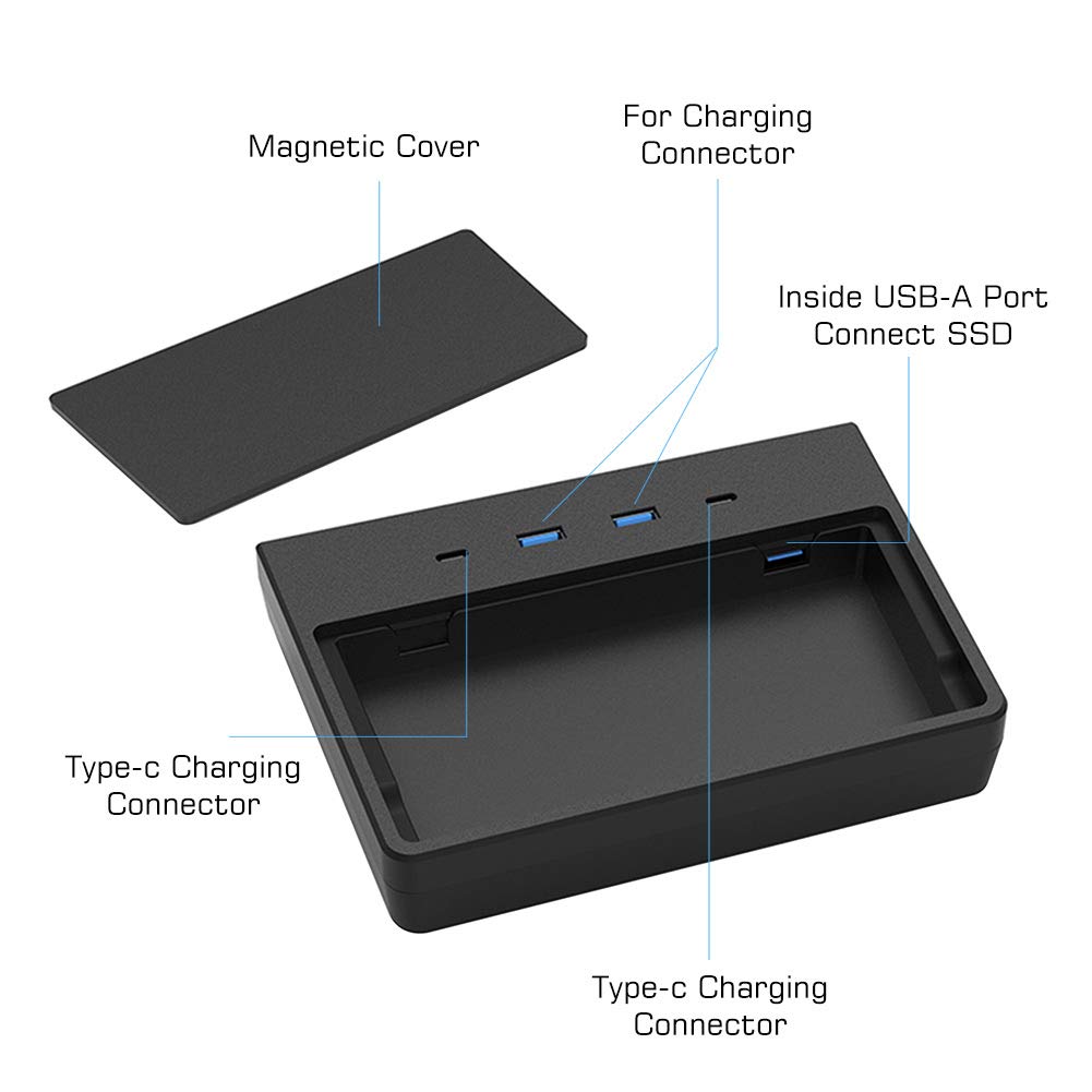 CALIDAKA 5 in 1 Ports Tesl-a Model 3 Model Y USB Hub, Dashcam and Sentrys Mode Viewer USB-C Hub Dongle USB Tesl-a M 3 My Accessories, Custom Designed for Tesl-a Model 3/Y 2020 June Produce