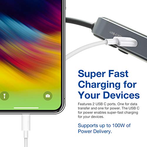 Verbatim 8-in-1 USB C Hub Adapter - 100W Power Delivery, 2 USB 3.0 Ports, 1 USB C, SD Card Readers, 3.5mm Audio Port for USB C Laptops + 6FT Monster 4K Ultra HDMI Cable