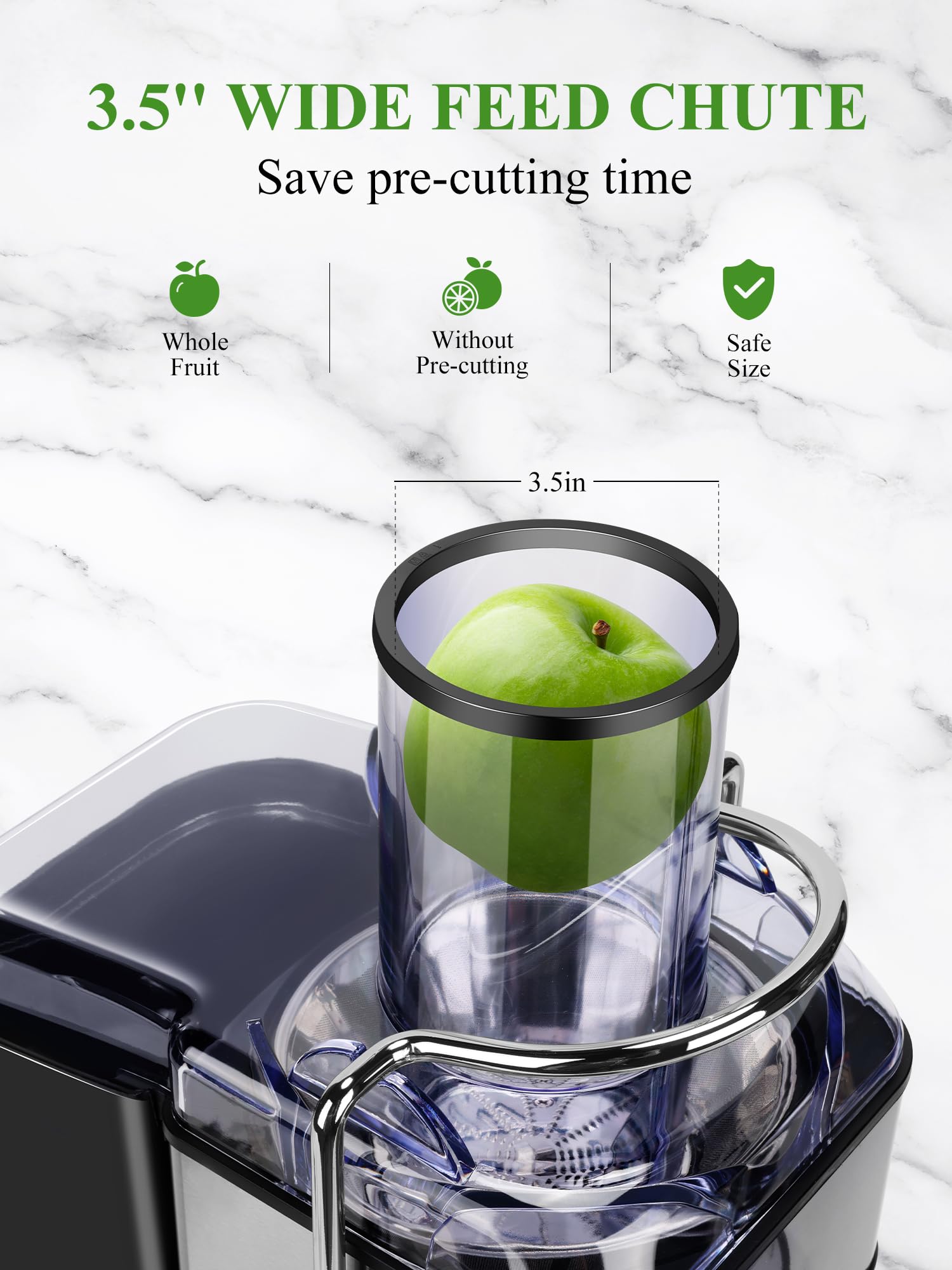 1100W 6-SPEED Digital Screen Centrifugal Juicer Machines Vegetable and Fruit, Healnitor Juice Extractor with 3.5" Big Wide Chute, Easy Clean, Anti-Drip Function, BPA-Free, Silver