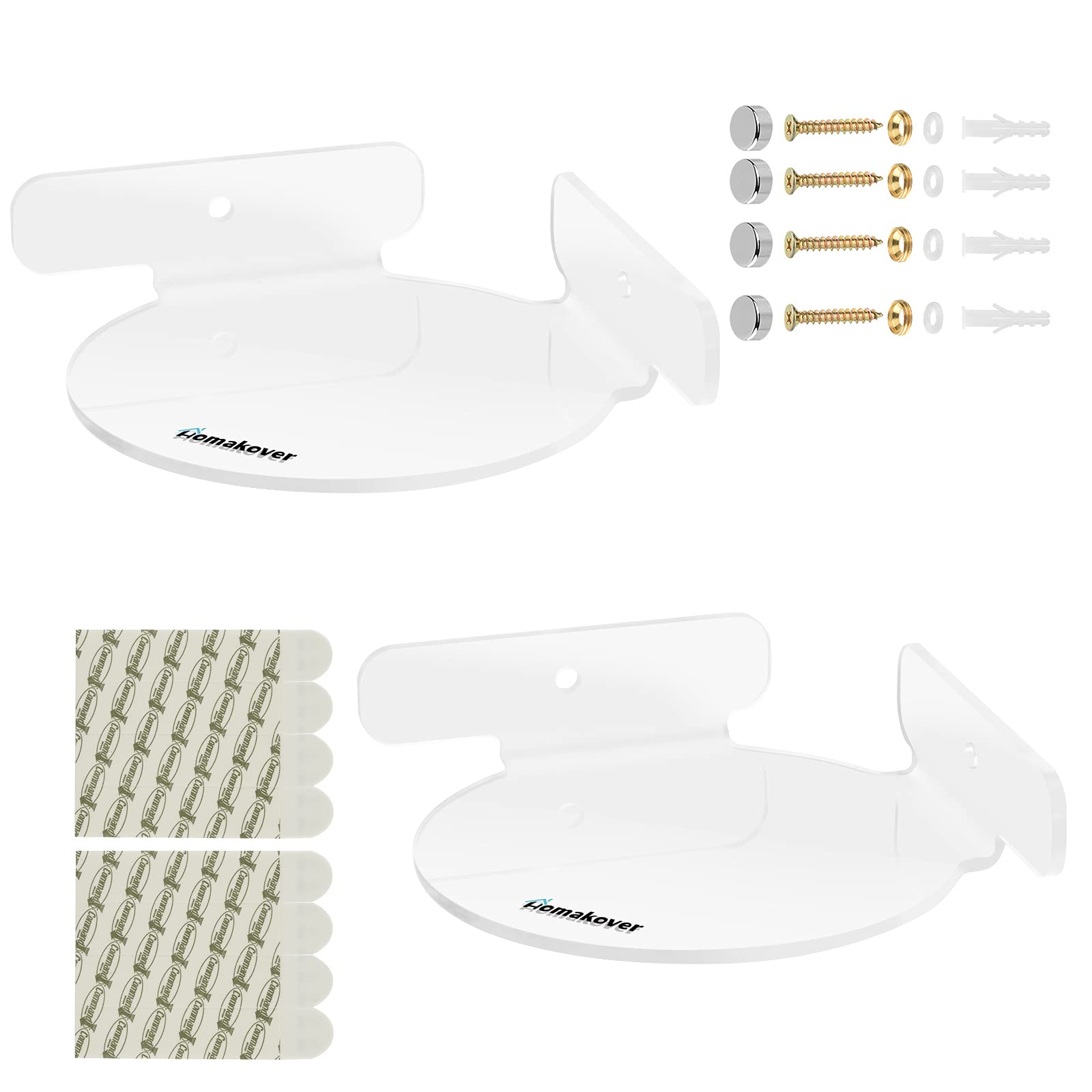 Acrylic Mini Circular Corner Shelf Mount for Security Cameras, Baby Monitors, Speakers, Plants & More, Universal Cam Holder, Easy to Install, Screwless with Damage-Free Replacement Strips (Clear)