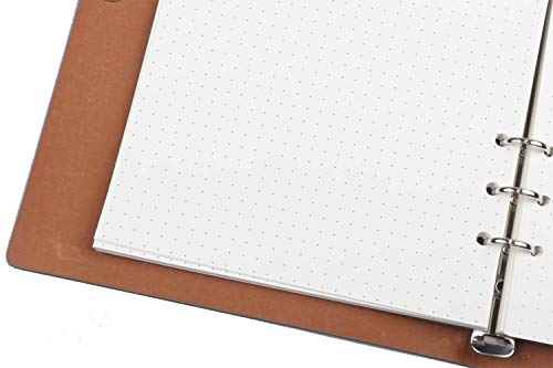 A5 Leather Binder Notebook, Langtor PU Journal Writing Notebook Diary Replaceable paper, Fine Soft PU Leather + Metal binder + Quality Paper - 100gsm, Size: 5" X 8.3", 160 Pages (Black)