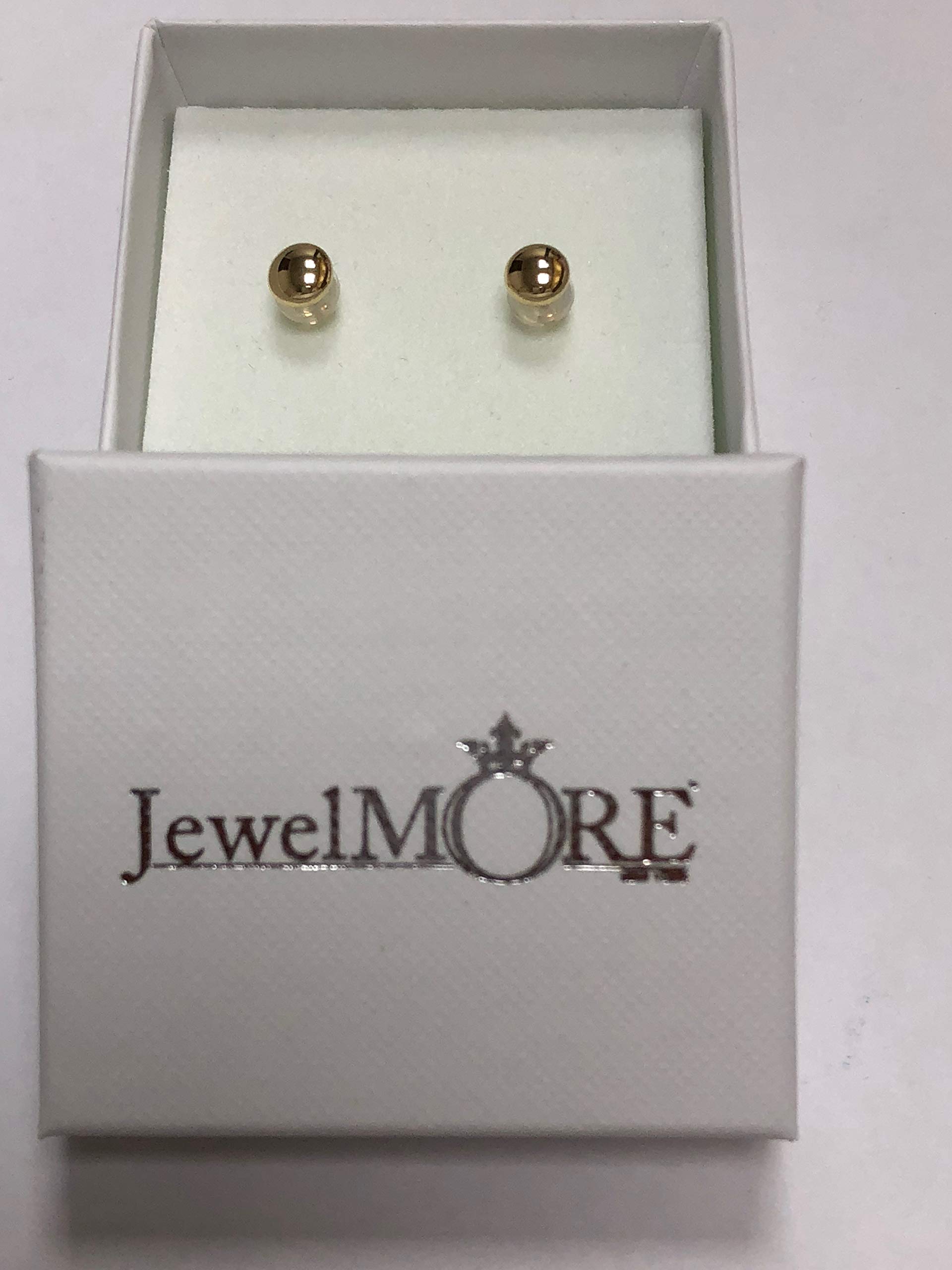 14K Yellow Gold Flat Button Ball Earring from 3mm to 10mm (8MM)