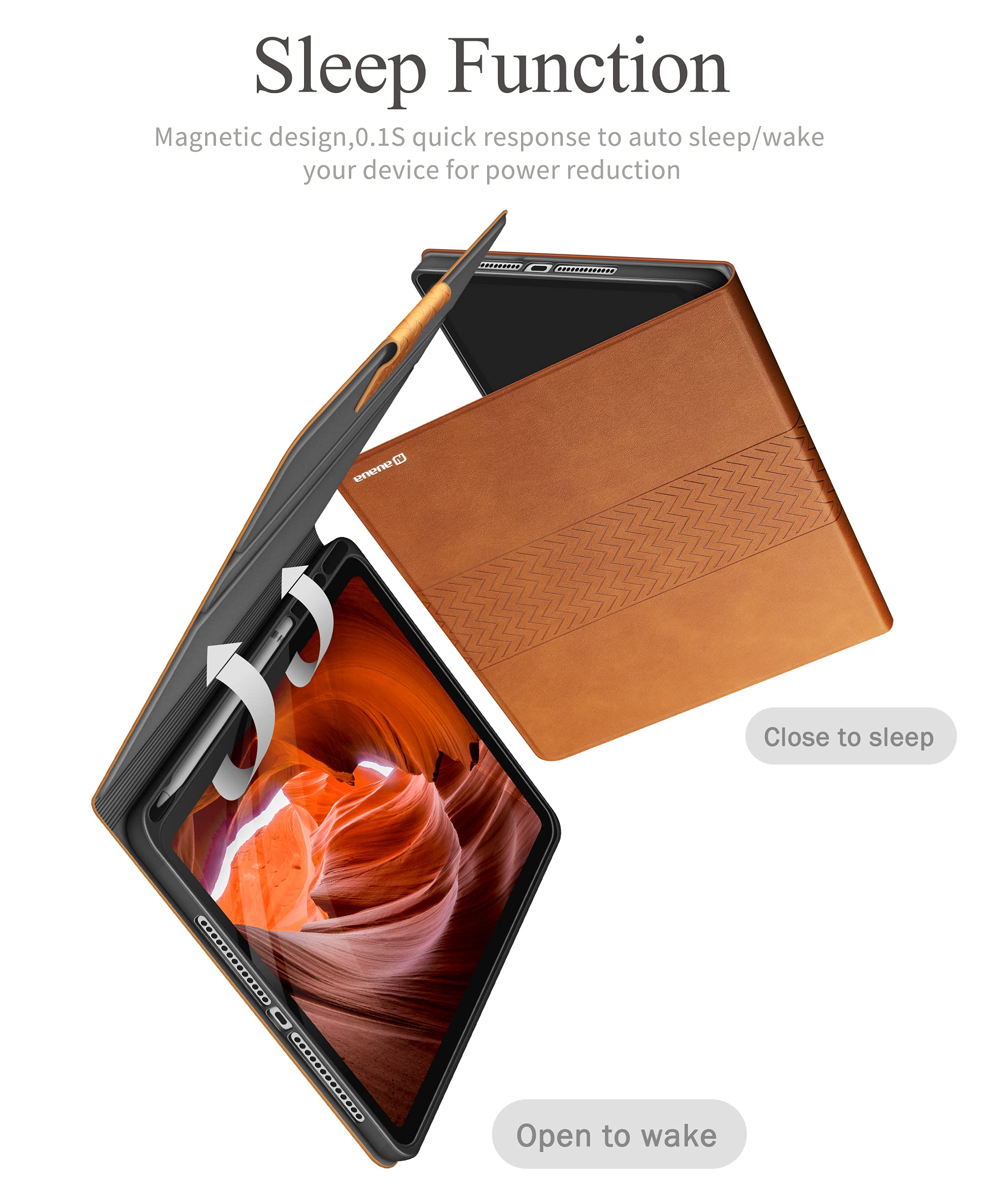 auaua Case for iPad 6th Generation/5th Generation(9.7-Inch, 2018/2017 Model), iPad Air 1/Air 2/iPad Pro 9.7, with Pencil Holder Auto Sleep/Wake Vegan Leather (Brown)
