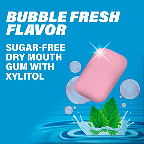 ACT Dry Mouth Moisturizing Gum With Xylitol, Sugar Free Bubble Fresh, 20 Pieces
