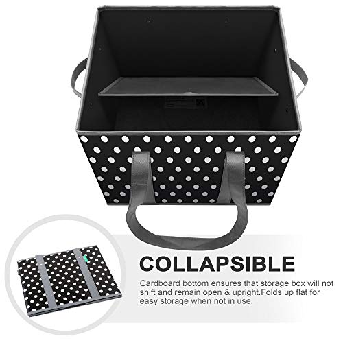 Flipzon 3 Pack Reusable Grocery Shopping Bags Foldable Washable Storage Baskets Bins Box for Groceries(B-W)