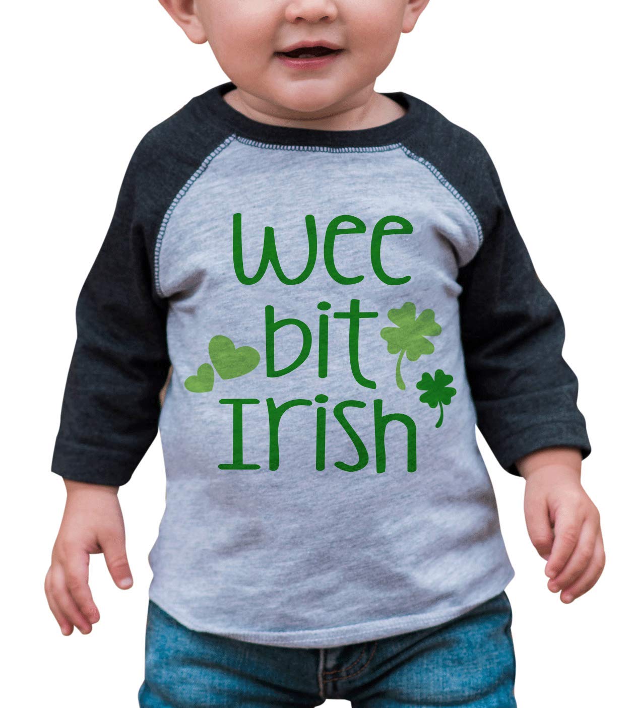 7 ate 9 Apparel Kids Wee Bit Irish St. Patricks Day Grey Raglan Tee 18 Months