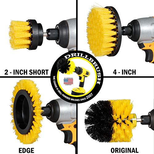 Drillbrush Yellow - Shower Cleaning Rotary Drill Brush Kit - Power Brush Scrubber for Bathroom - Grout Cleaning Drill Brush - Rotary Scrub Brush Tile Cleaner Drill Attachment - Bathroom Tile Scrubber