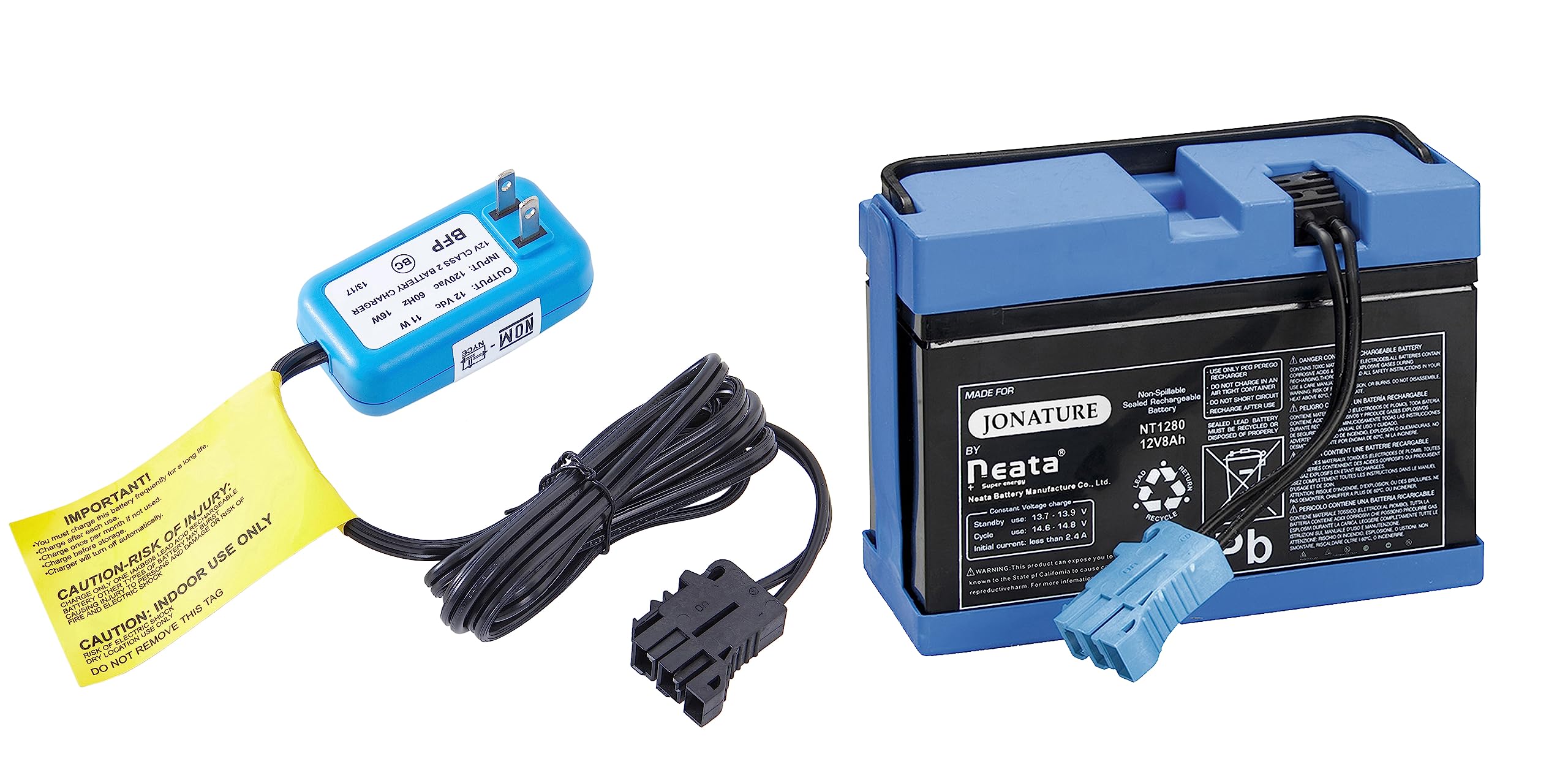 12V 8AH Battery and Charger Combo Kit for Peg Perego for John-Deere for Ground Force Tractor Ground Loader Construction Loader for Dual Force for Ducati GP for Hypercross Children Ride on Car