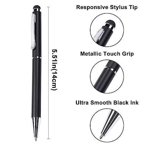 2023 New Ballpoint Pen with Stylus Tip, Soft Touch Click Metal Pen, Black Ink Ballpoint Pen, 1.0mm Medium Point, 12 Count (Pink)