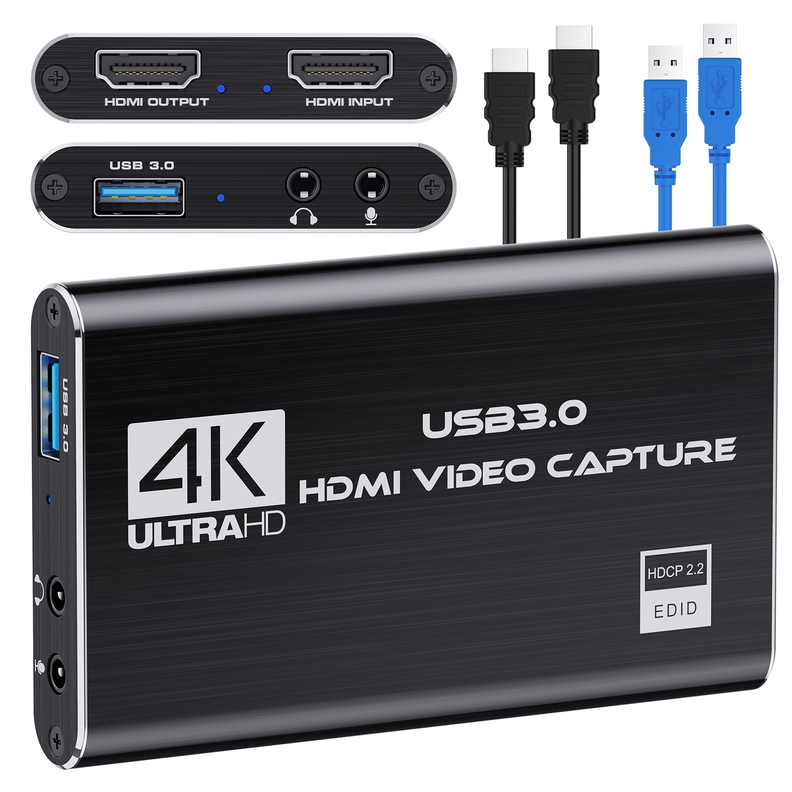 DIGITNOW Audio Video Capture Card,4K HDMI USB 3.0 Capture Adapter Video Converter 1080P 60fps Portable Capture Device for Video Game Recording Live Streaming Broadcasting,Support PS4 Xbox One Camera